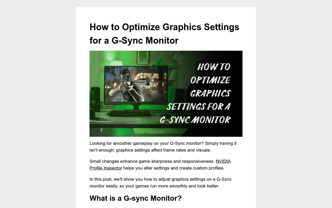 How to Optimize Graphics Settings for a G-Sync Monitor